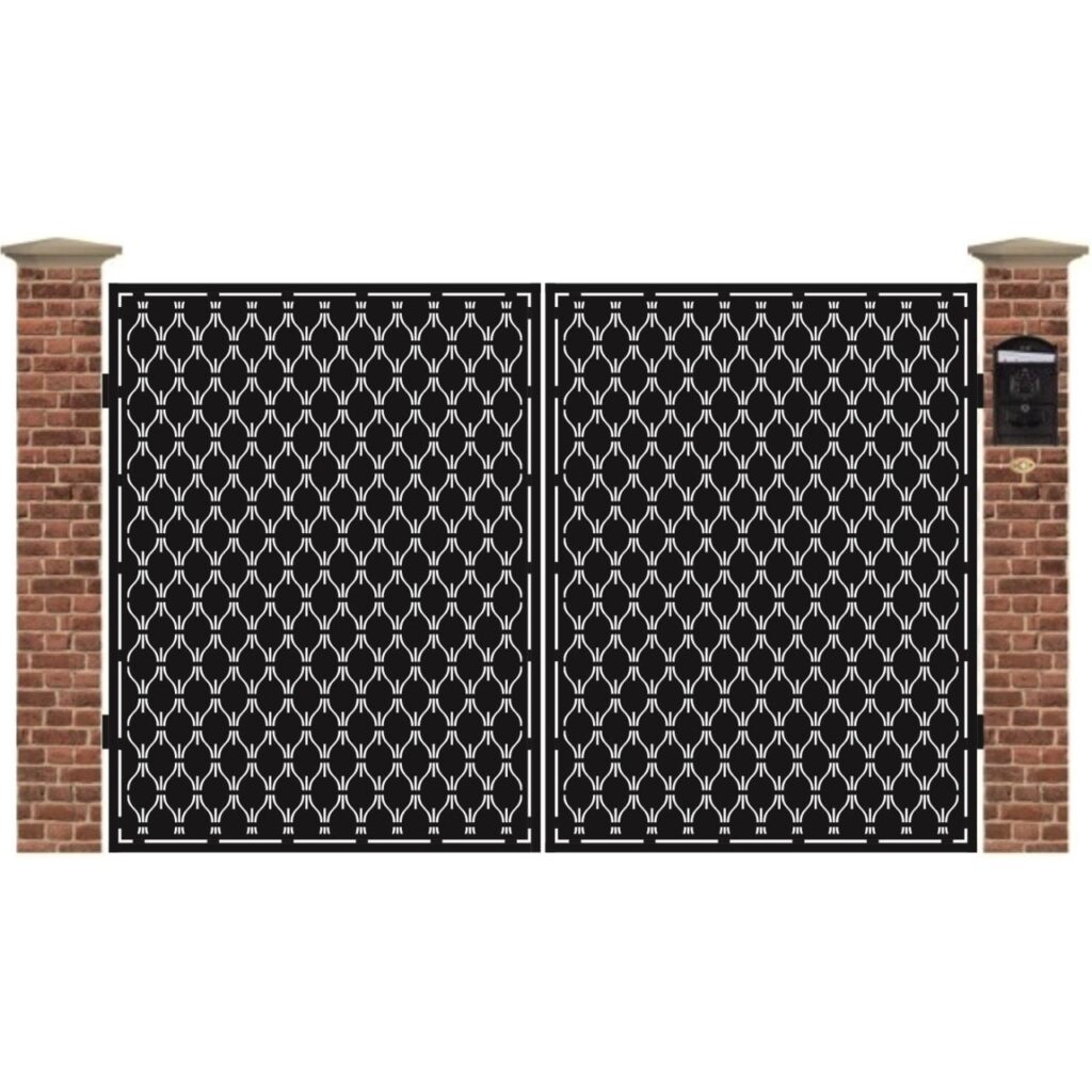 Poarta acces auto mica din tabla decupata cu plasma IRIS 3000×1940 mm ...